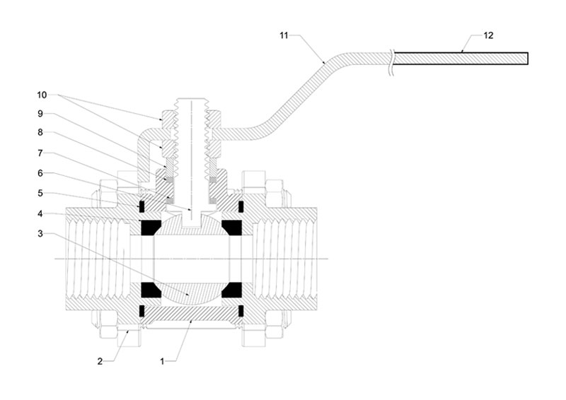 3PC Screw End Ball Valve